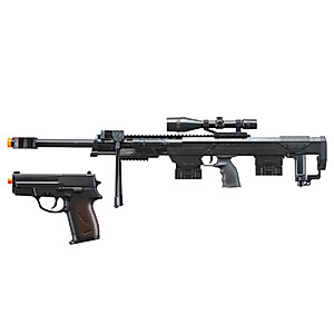 GoldenBall Sniper 300 FPS Spring Airsoft Rifle & Pistol Combo Gun Set