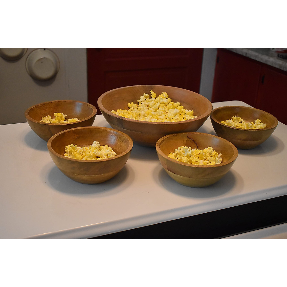 Fairwood Way Wooden Salad Bowl and Four 7 Inch Dinner Salad Bowls