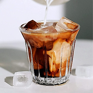 Bincoo Glass Coffee Mug Set 2x90ML, Clear Glass Coffee Mugs with Wooden Coasters, Coffee, Cappuccino, Latte, Espresso Glass Cup Heat Resistant