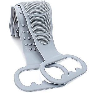 BAIMEI Silicone Back Scrubber for Shower, Handle Body Washer, Exfoliating Texture Body Scrubbers - Grey