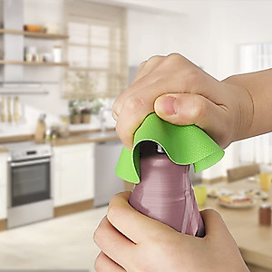 4Pcs Jar Opener Gripper Pads,Multi-Purpose Rubber Jar Grippers Non Slip Kitchen Coasters Jar Lid Grip Pad Bottle Opener, Bottle Lid Openers for Seniors Kids Women(Light Blue, Green)