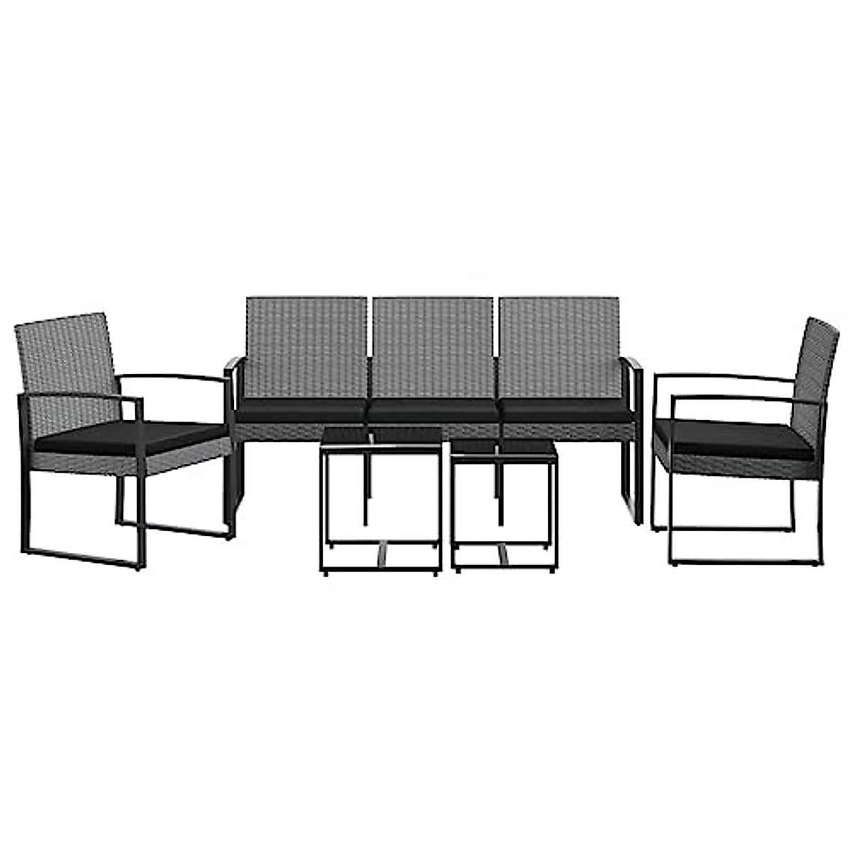 Makastle 5-Piece Patio Bistro Set with Coffee Table & Wicker Armrests, Small Patio Conversation Set, All Weather PE Rattan Chairs Backyard Garden Furniture