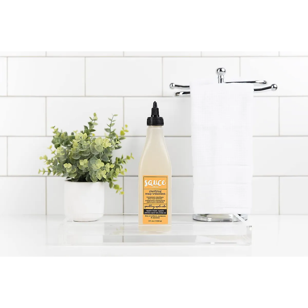 SAUCE BEAUTY Clarifying Scalp Treatment (8 Fl Oz ) Sparkling Apple Cider Scalp & Hair Cleanser, Buildup remover with Apple Cider Vinegar & Tea Tree Oil for Dry, Itchy Scalp, All Hair Types