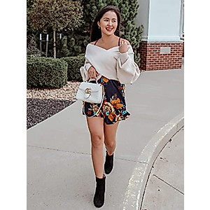 BTFBM Women Casual V Neck Long Sleeve Sweaters Cross Wrap Front Off Shoulder Asymmetric Hem Knitted Crop Solid Pullover(Solid Apricot, Small)