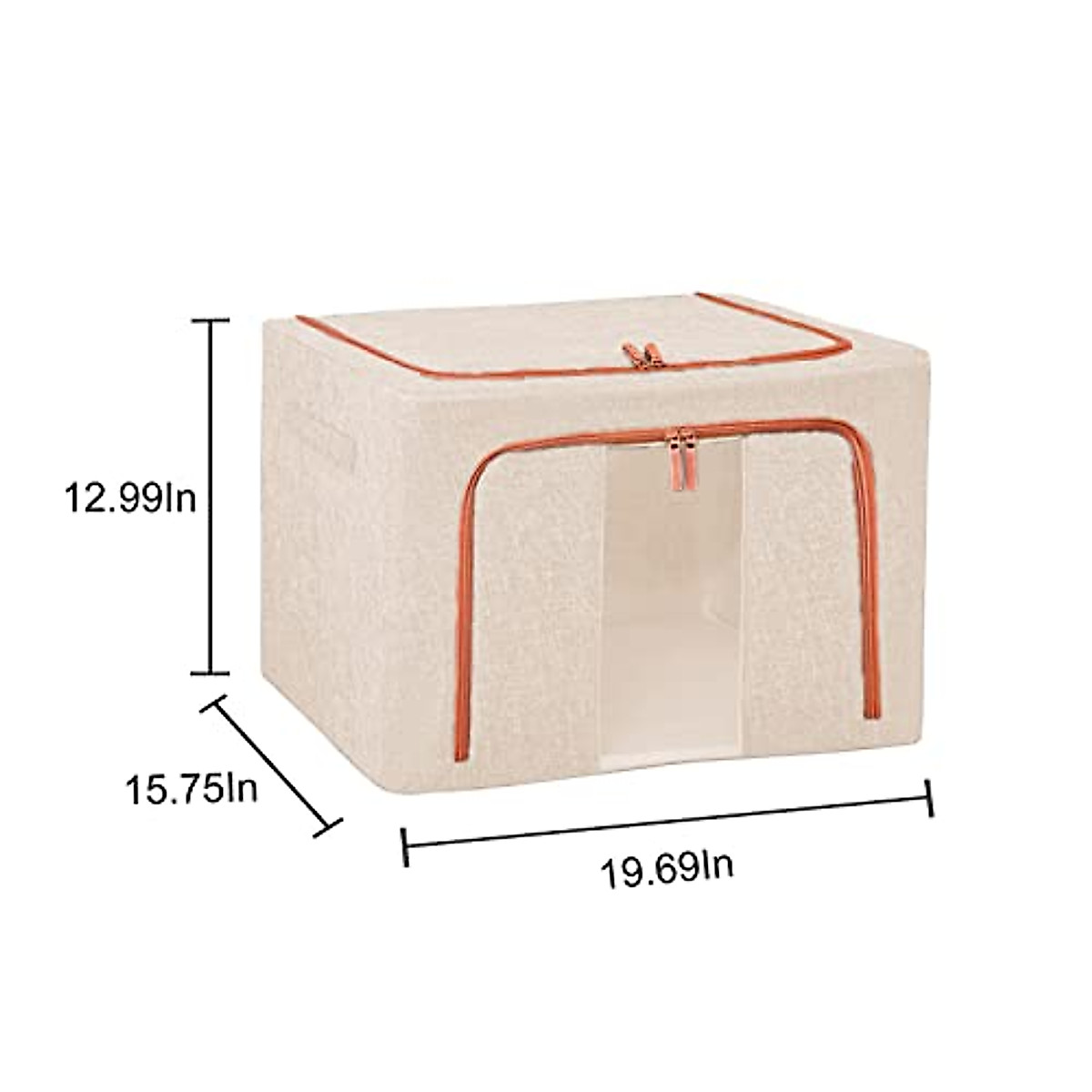 selfrieden Clothes Storage Bins, 66L [4 Pack ] Foldable Oxford Cloth Steel Frame Organizers Bag with Large Clear Window & Reinforced Handles Carry Handles for Clothing, Comforter, Blanket Storage Bedding (66L, Beige)