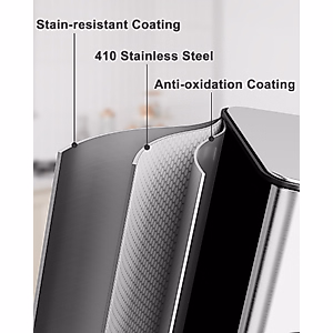 Garvee Trash Can, 15 Gallon Triple Compartment Stainless Steel Kitchen Trash Can for Recycling, 5+5+5 Gallon Plastic Inner Buckets and Quiet Close, Brushed, Airtight, Silver