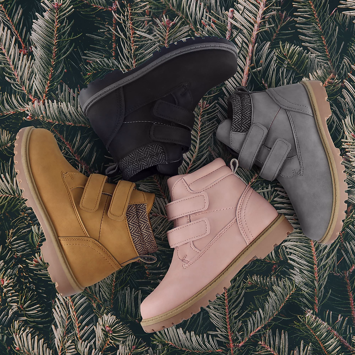 Tobfis Kids Waterproof Strap Work Boots (Toddler/Little Kid/Big Kid), Black PU, 2 M US