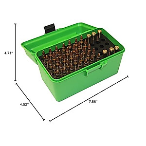 MTM H50-RL Deluxe 50 Round Rifle Ammo Box 25-06 Rem, 270 Win., 30-06 Spr., 7x57 Mauser, Green, Large (H50-RL-10)
