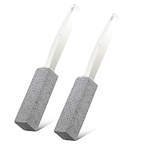 2 Pack Toilet Cleaner Hard Water Build up Remover with Ergonomic Handle, Toilet Bowl Stain Ring Remover, Pumice Cleaning Stone with Handle for Kitchen/Bathroom/Pool/Household Cleaning