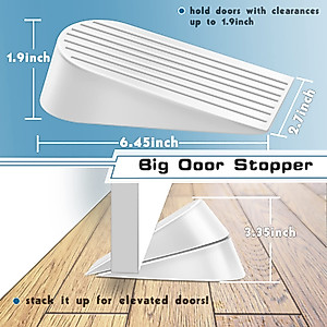 KOLAKO Door Stops, Rubber Door Stopper Wedge, Heavy Duty Extra Large Floor Doorstops for Bottom of Door, Security Big Door Stoppers Wall Protector, 2 Pack (White)