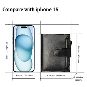 FT FUNTOR Small Wallet for Women Genuine Leather Bifold Compact RFID Blocking Small Womens Wallet with ID Window