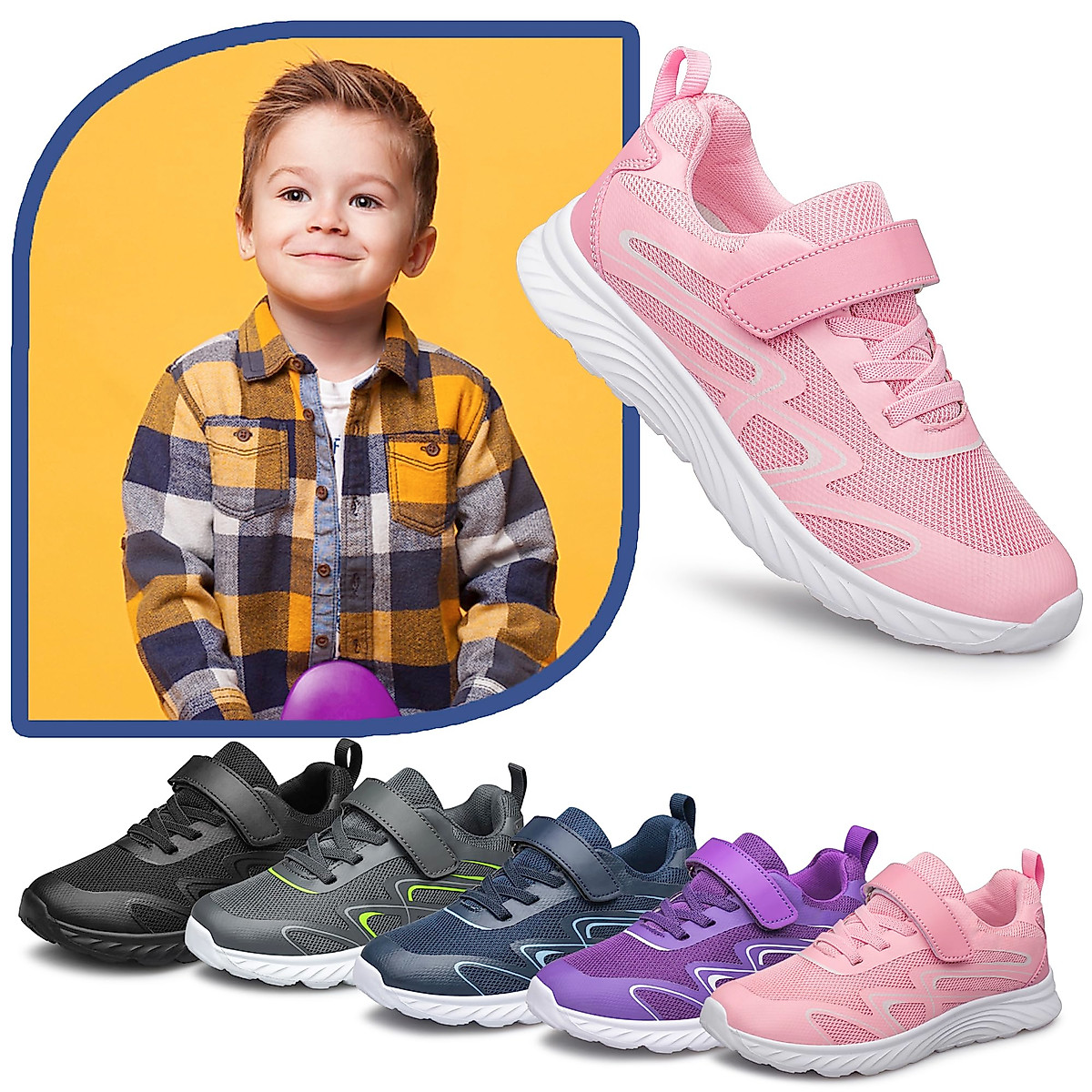 AMANSSE Girls Shoes Sneakers Lightweight Breathable Running Tennis Shoes Non Slip Fitness Girls Shoes Pink Big Kid Size 1