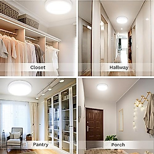 CLAKAP Motion Sensor Ceiling Light, Rechargeable Motion Senor Light with 10 Adjustable Brightness and 3 Color Temperatures, Battery Operated LED Ceiling Light Ideal for Hallway, Porch and Stair