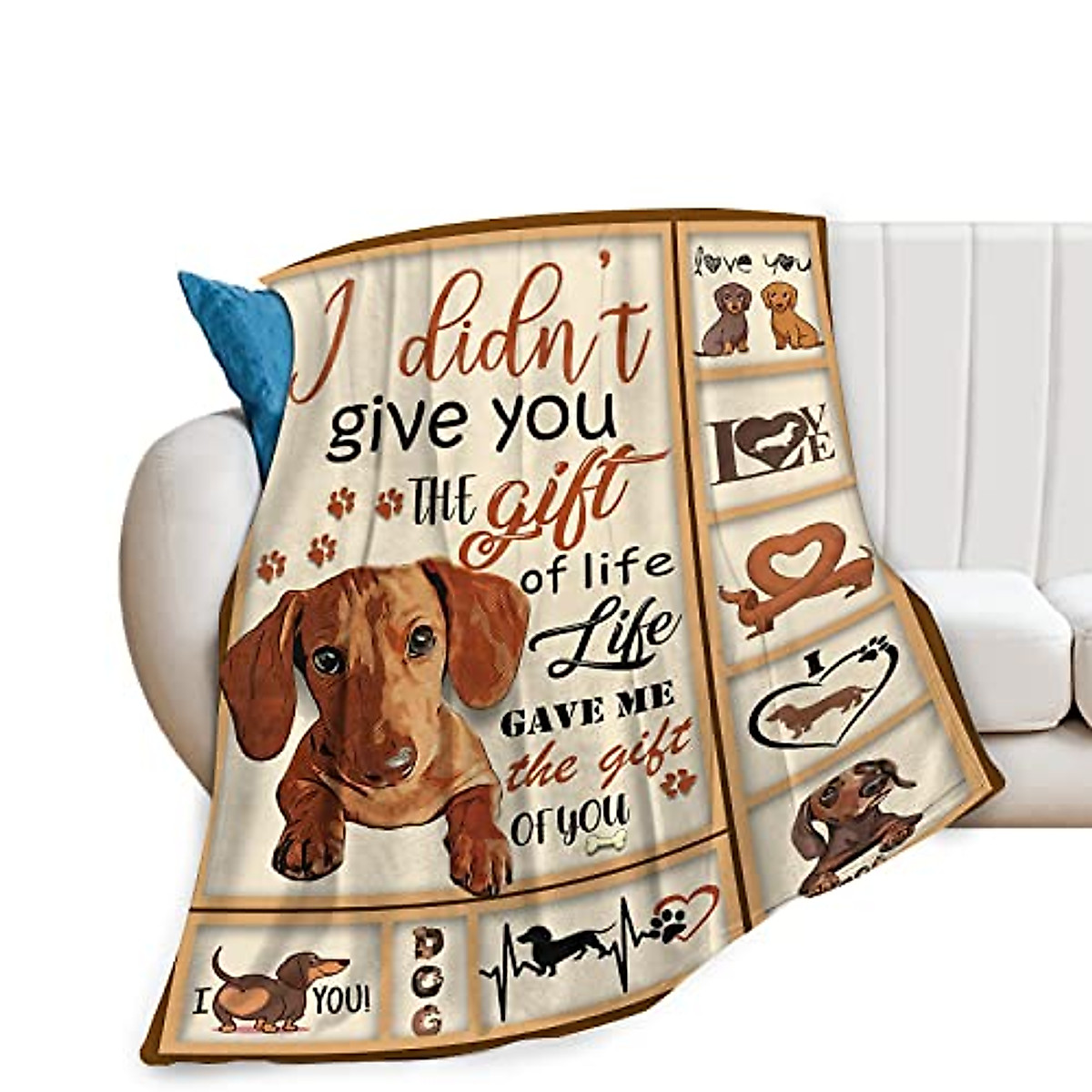 remzoke Dachshund Dog Blanket for Women Girl Soft Warm Daschund Gifts Fleece Throw Cozy Plush Fluffy Cute Wiener Flannel Blankets Adults Kids 50''X40''