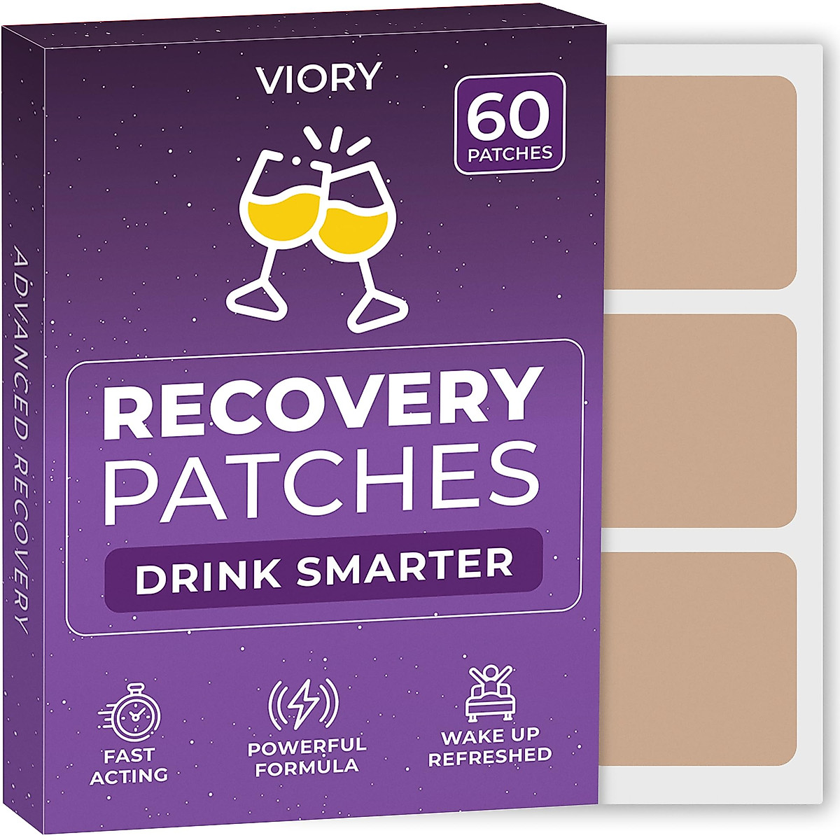 Viory Recovery Patches 60 Pack - Wake Up Refreshed & Energized with Our 100% Natural Ingredients Recovery Patch - Skin-Friendly & Waterproof - Apply Before Drinking - Enhanced Morning Formula