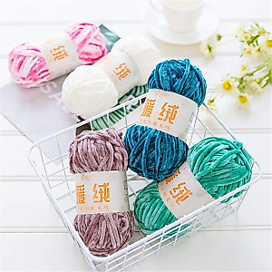 2 Pack Chenille Velvet Yarn Knitting Wool Thick Warm Crochet Knitting Yarns for DIY Hand-Knitted Fabric Art Bag Sweater Doll 200g