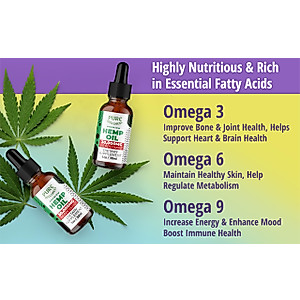 Organic Hemp Seed Oil (3 Oz), Peppermint Flavor, High Potency 30,000 mg - Natural Pain Relief, Helps Sleep, Relaxation & Mood, Transparent Hemp Oil Dosage, Non-Habit Forming - Non-GMO, Vegan