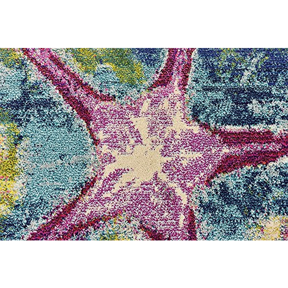 Unique Loom Positano Collection Coastal Modern Bright Colors Starfish Navy Blue Area Rug (8' x 10')