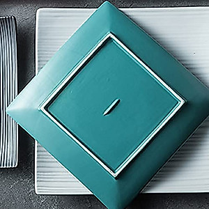 KOWMcp Dinner Plates 1Pcs Striped Dinner Plate Household Dishes, Can Be Used to Place Steaks, Vegetables, Fruits, Pasta (Color : Pink, Size : S)