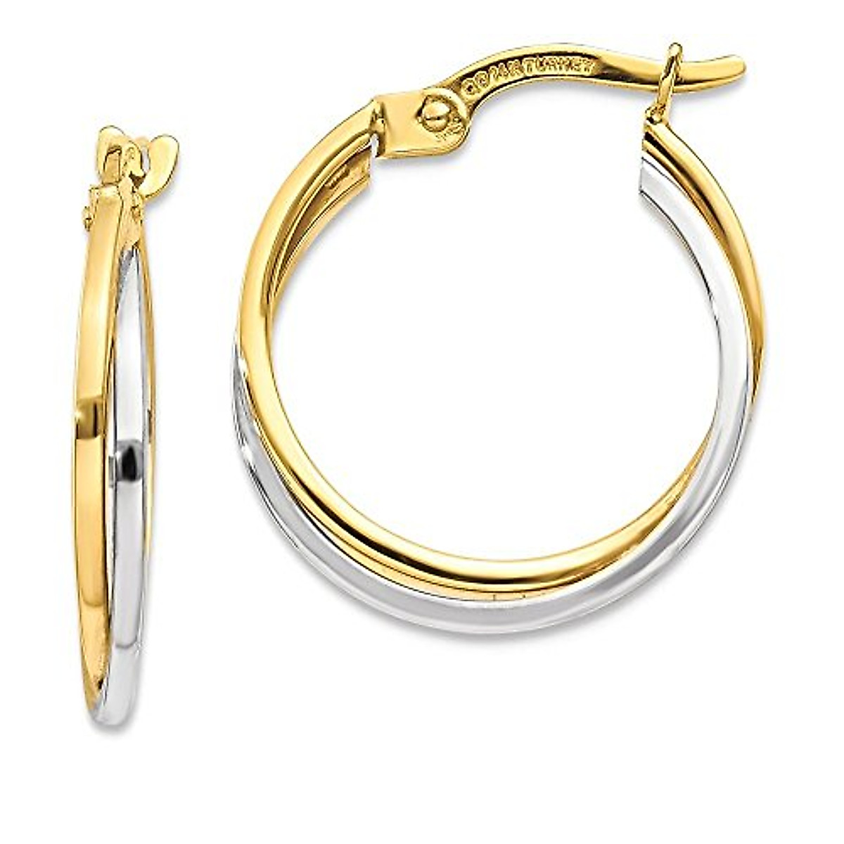 14K Two Tone Gold Round Hoop Earrings