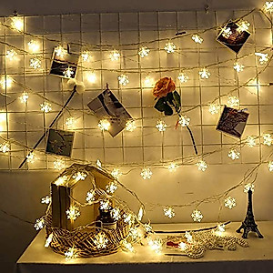 BIMOUR Christmas Lights Snowflake String Lights 19.6 ft 40 LED Fairy Lights Battery Operated Waterproof for Xmas Garden Patio Bedroom Party Decor Indoor Outdoor Celebration Lighting