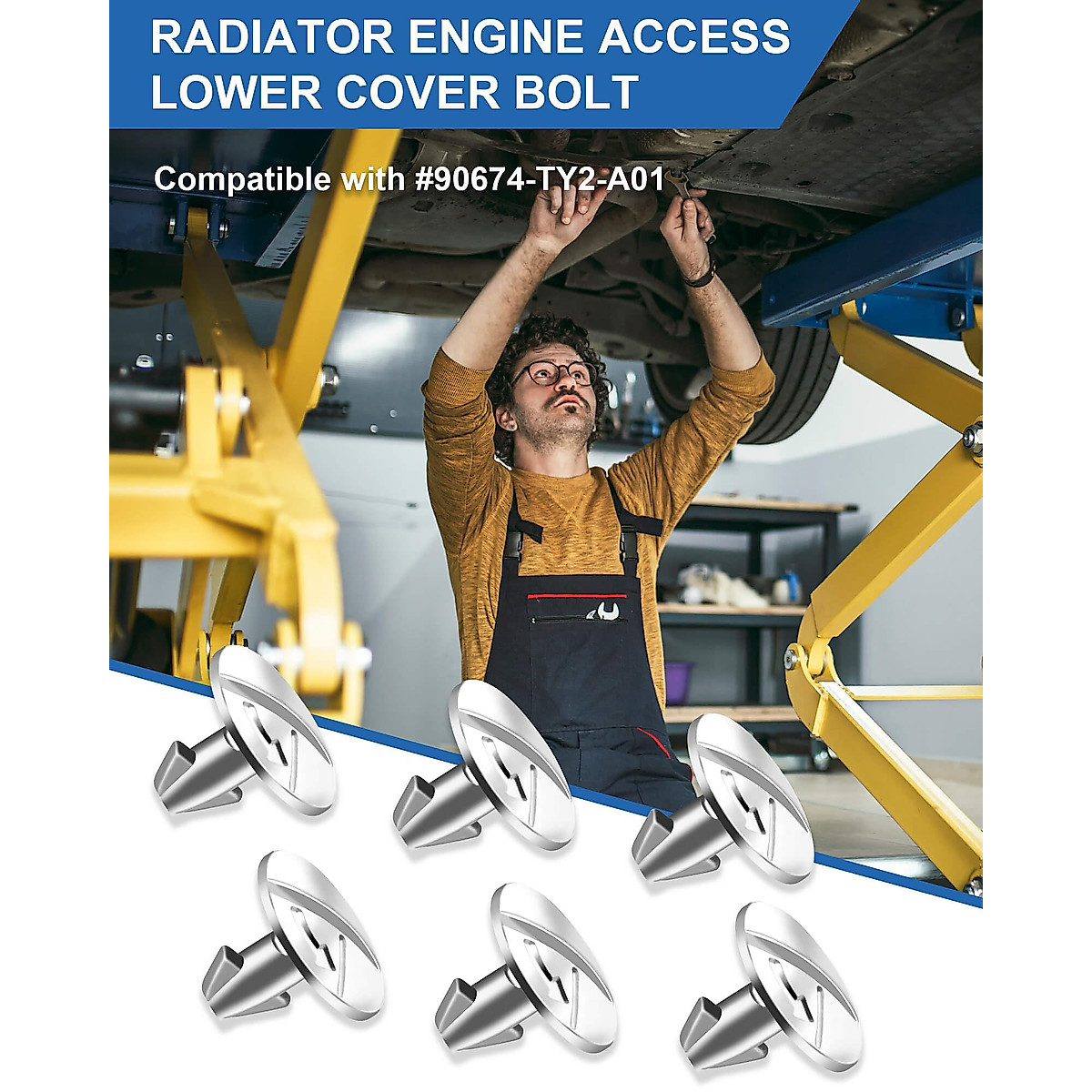 Vomika Lower Engine Cover Pin Screws - Premium Radiator Access Cover Pin Clips, Splash Shield Bolt Screw Fastener Clip - 14 Pieces, Compatible with Honda Civic, Accord, CRV, Acura