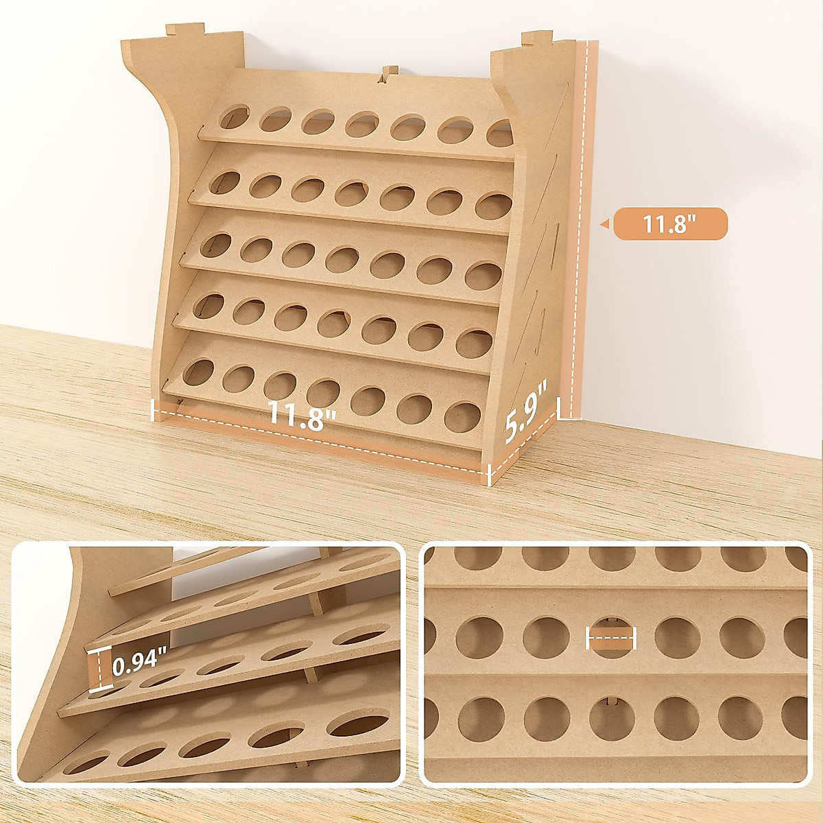 Bucasso Wooden Model Paint Organizer, Paint Rack with MDF Material for 35 Paint Bottles, Craft Paint Holder Suitable for Tamiya/Vallejo/Citadel, GK11 (Can be combined with other GK style)
