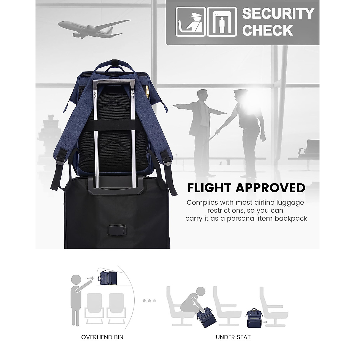 LOVEVOOK Laptop Backpack Women, 15.6 Inch Computer Backpack with Charger, Water Resistant Teacher Bag Work Backpack with Laptop Compartment for Travel Business College, Blue