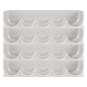 mDesign Plastic Free-Standing Water Bottle and Wine Rack Storage Organizer for Kitchen Countertops, Table Top, Pantry, Fridge - Stackable - Holds 20 Bottles, 4 Pack - Light Gray