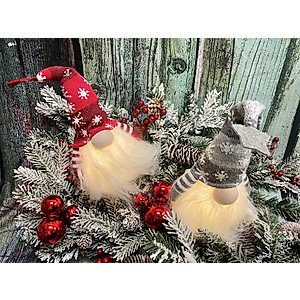 Gerson 7" H Battery Operated Lighted Holiday Plush Gnome Figurine, Assortment of 2