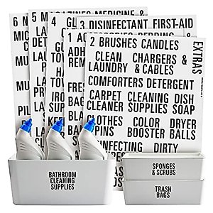 162 Pieces Laundry Room Labels, Bold All Caps Black Print on Clear Stickers for Linen Closet, Cleaning Supplies (Water Resistant)