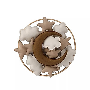 Handmade Baby Mobile for Crib - Modern Boho Baby Mobile - Felt Nursery Mobile Gender Neutral - Brown Stars, White Clouds and Moon