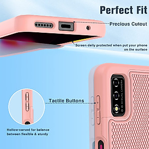 JXVM for T-Mobile REVVL V Phone Case 4G: Dual Layer Protective Heavy Duty Cell Phone Cover Shockproof Rugged with Non Slip Textured Back - Military Protection Bumper Tough - 6.52inch (Cute Pink)