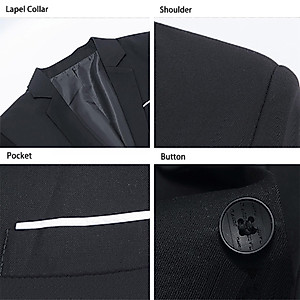 Mylldey Men's Blazers Slim Fit Business Casual Suit Men Sport Coat One Button Travel Blazer Lightweight Suit Jacket(Black-XL)