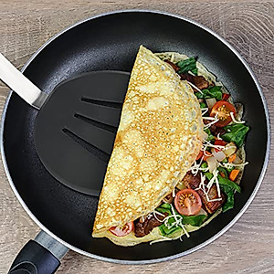 Elyum Silicone Spatula 4 Pack Spatula Set Heat Resistant Kitchen Utensils Set Flexible Silicone Turner Rubber Spatula for Nonstick Cookware for Flipping Eggs, Steak, Fish and More, Black