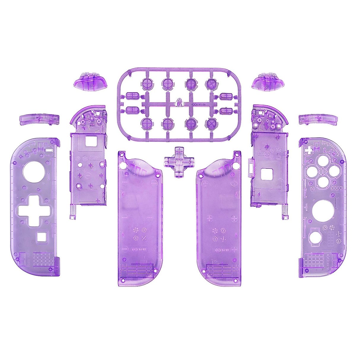 eXtremeRate Back Plate for Nintendo Switch Console, NS Joycon Housing Shell (D-Pad Version) with Full Set Buttons, DIY Replacement Shell for Nintendo Switch - Clear Atomic Purple