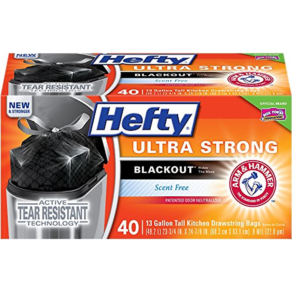 Hefty Ultra Strong Blackout Kitchen Trash Bags - 13 Gallon, 40 Count