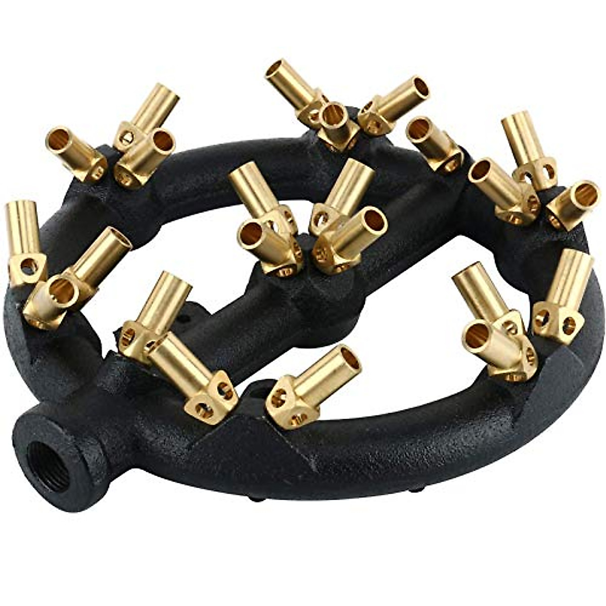 Homend Propane Gas Jet Burner For Chinese Wok Range, Grilling, Stir Fry - Cast Iron Body Round Nozzle Jet Burner with 23 Brass Tips - Up 100,000 BTU (Propane Gas, 23 Tips, 0.5mm Hole)