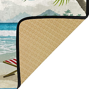 Soft Chef Cushioned Kitchen Rug Mats RugsSoft Non-Slip Floor Mats Washable Doormat Bathroom Kitchen Runner Area Rug Carpet (Hawaii Beach)