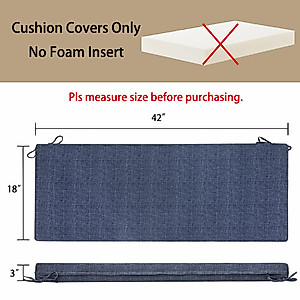 Magpie Fabrics Patio Bench/Swing Cushion Slip Cover 42 x 18 x 3 Inch, Water Resistant Outdoor Furniture Loveseat Replacement Cushion Cover with Zipper (Navy Blue Textured)