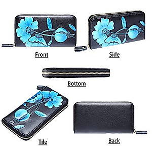 Badiya Women Rfid Blocking Wallet Embossed Zip Around Clutch Purse with Wristlet