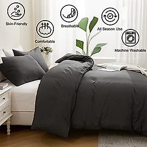 mafudoxi Duvet Cover Queen, 3 Piece Duvet Cover Set Ultra Soft and Breathable Bedding Duvet Cover Set with Zipper Closure & Corner Ties (Grey 90x90 Inch)