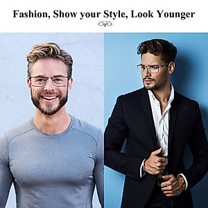 Lcbestbro 3 Pack Business Blue light Blocking Reading Glasses for Men, 2.5 Metal Readers