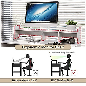 Crestlive Products Writing Computer Desk with Keyboard Tray & Drawer, Home Office Furniture, Floating Organizer 2-Tier Wooden Mission Home Computer Vanity Desk for Apartment Small Space (White)
