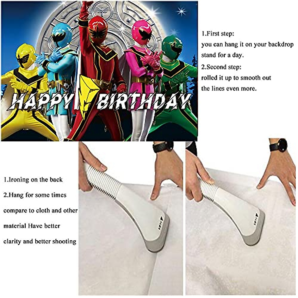 MengGeGe Power Ranger Megaforce Backdrops Teenagers Birthday Party Sign Banner Photography Background for Teenagers Picture Backdrops for Photography Birthday Resistant Fleece-Like Cloth Fabric 7x5FT