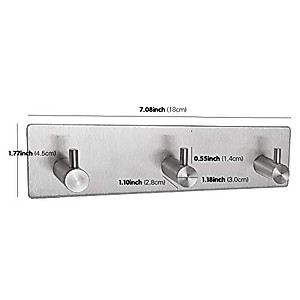 Adhesive Hooks Heavy Duty Stick on Wall Door Waterproof Stainless Steel Hooks for Hanging Coat Hat Towel Robe in Kitchen Bathroom Home Hanging Rack