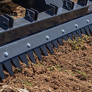 Titan Attachments 72in Ripper Scarifier Skid Steer Attachment, Quick Connect Landscape Rake with Ripper Comb