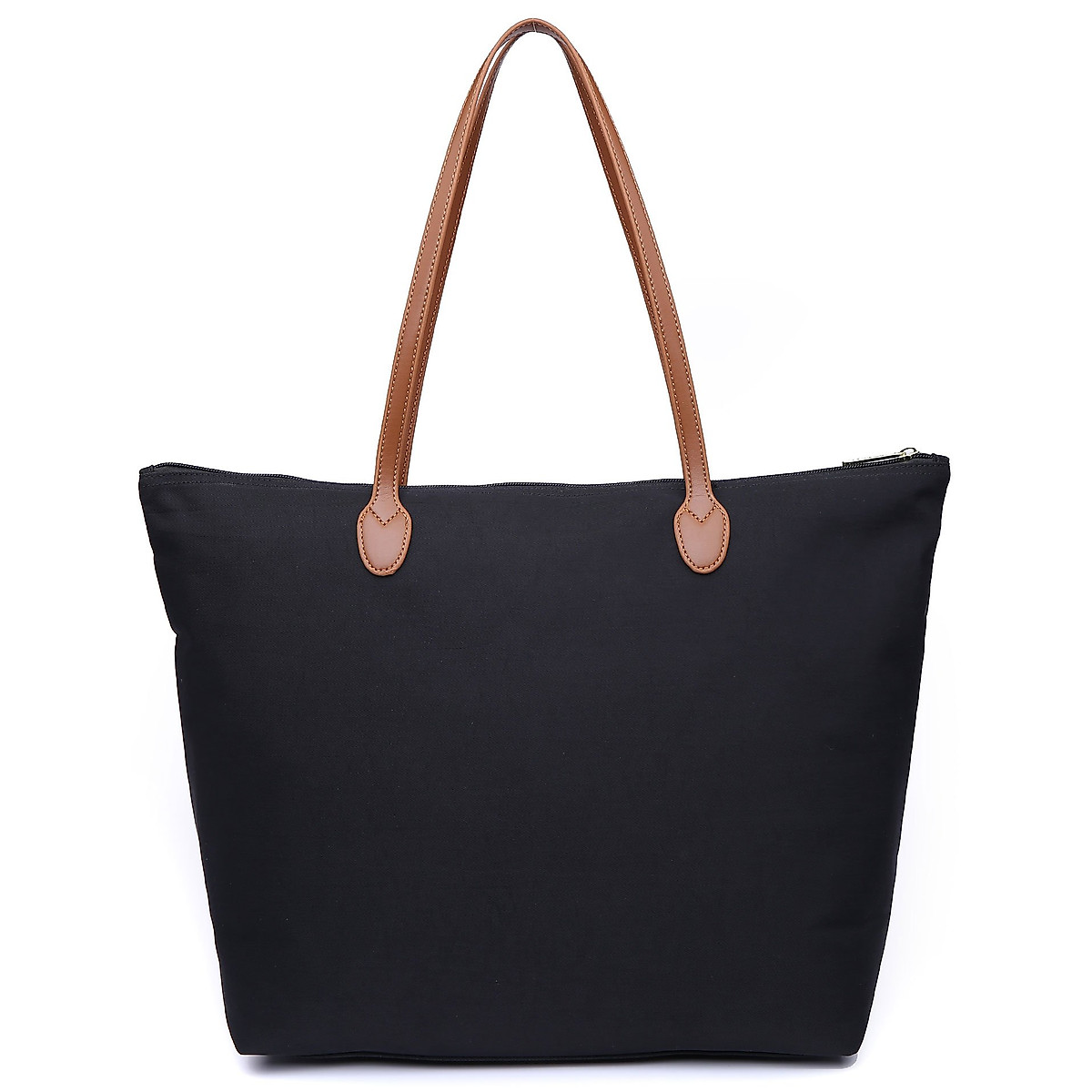 NNEE Water Resistant Light Weight Nylon Tote Bag Handbag - Large Size, Black