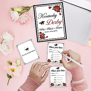 ANGOLIO Race Horse Party Supplies, 40Pcs Betting Card for Guess Who will Win the First on Horse Racing, Win Place Show Ticket Play Your Bets Card Derby Invitation Guessing Game Card