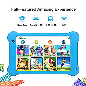 ANXONIT Kids Tablet, 7 inch WiFi Android 11 Tablet for Kid, Full HD 1920x1200 IPS Screen, 2GB RAM 32GB ROM,Kidoz Game Education Apps (Blue)